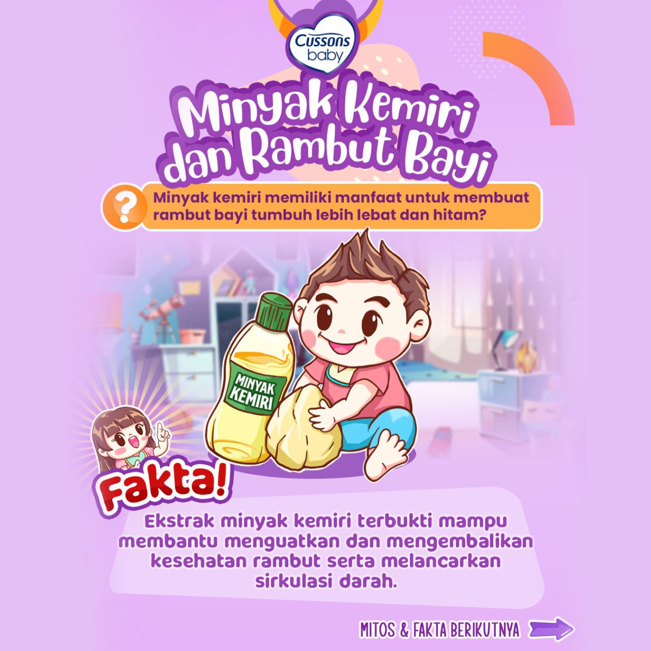 Infografik: Fakta & Mitos Perawatan Rambut Bayi - Cussons Baby